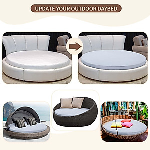 HOMBYS Outdoor Daybed Cushion Cover,Outdoor Round Bed Cushion Cover,Replacement Sunbed Cushion Cover with Drawstring,Patio DayBed Mattress Cover,Cover ONLY,Light Grey