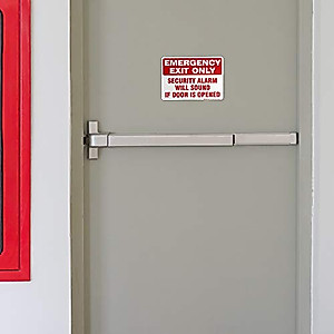 Sigo Signs (2 Pack) Emergency Exit Only Sign, Self Adhesive 7 X 10inches 4 Mil Sleek Vinyl Decal Stickers Weather Resistant Long Lasting UV Protected and Waterproof Made in USA by Sigo Signs