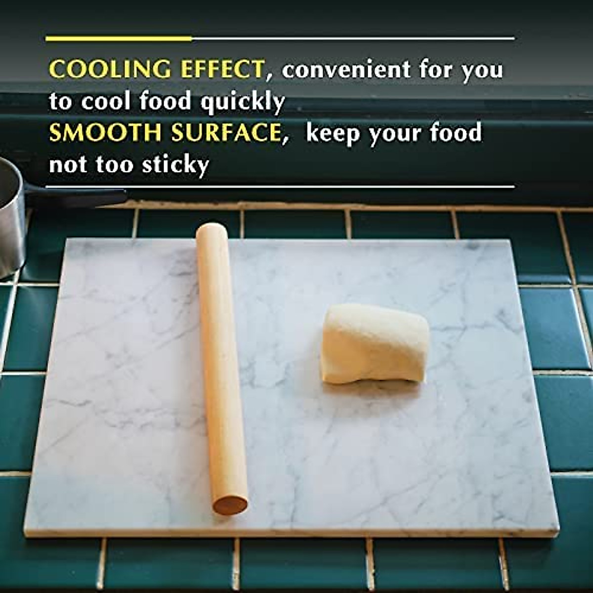 Marble Pastry Board (12 x 18 Inches) - Marble Serving Tray for Cheese| Pastries | Bread - Large Black Marble Slab for Cake Display Marble – Sleek Design & Non Slip Rubber Feet