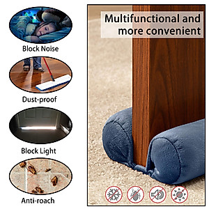 TumiMallody Door Draft Stopper Double Sided Weather Stripping Noise Breeze Draft Blocker Door Sweeps Washable Under Door Seal Strip Adjustable Velvet Draft Guard Multi Color Available (36 inch, Blue)