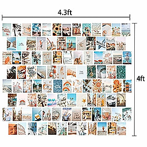 KOSKIMER 100PCS Beach Wall Collage Kit Aesthetic Pictures, 100 Set 4x6 Inch, Preppy Room Decor Aesthetic, Wall Decor for Bedroom Teen Girl, Cute VSCO Room Decor Posters, Photo Collage Kit for Dorm