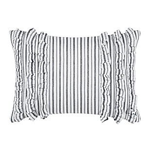 Laura Ashley Home - King Comforter Set, Reversible Cotton Bedding, Includes Matching Shams with Bonus Euro Shams & Throw Pillows (Annalise Grey, King)