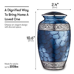 Fedmax Urns for Ashes Adult Male or Female - Funeral and Memorial Cremation Urns for Human Ashes up to 200 lbs with Velvet Bag, Blue