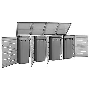 vidaXL Quadruple Wheelie Bin Shed 108.9"x30.5"x45.5" Stainless Steel