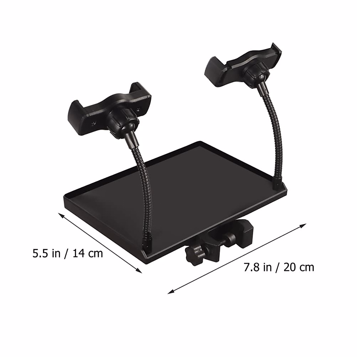 Milisten Microphone Stand Tray Clamp Music Stand Shelf Sound Card Tray with Phone Holder