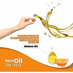 Wild Alaskan Salmon Oil for Dogs & Cats Omega 3 Skin & Coat Support, Liquid Food Supplement for Pets, EPA + DHA Fatty Acids for Joint Function, Immune & Heart Health, Fish Oil Supplements for Dogs