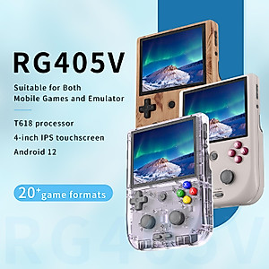 RG405V Handheld Game Console Retro Games Consoles with 3.5 Inch IPS Screen 64G TF Card 5474 Classic Games 2100mAh Battery Support Linux, HDMI and TV Output Purple
