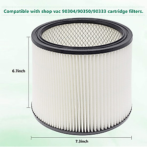 90304 90350 Shop Vac HEPA Cartridge Replacement Filter, Compatible with Shop Vac 90350 90304 90333 Vacuum Cleaner, fits Most Wet/Dry 5 Gallon and Above, 1 Pack