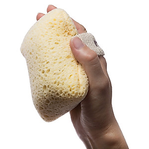 MartiniSPA Exfoliating Body & Shower Sponge with Soap Pocket. All Natural Italian Deep Cleansing Sponge with Soap Saver Pouch & Hand Strap for Men & Women - Use in Shower or Bath - 2 Units/Beige Color