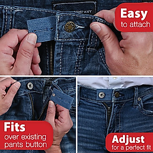 Button Extender for Pants Waist Extenders for Pants for Men and Women (6-Piece Multiple Styles) Adjustable Jeans Button Extender – Black Metal Hook Pants Khaki Waistband Expander by Wardrobe Hackers