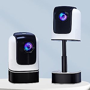 4k Projector HD 1200ANSI Portable Projector, 3D Projector All-in-one Lift, 300-inch Giant Screen Projector, Indoor and Outdoor use is Very Convenient (White)