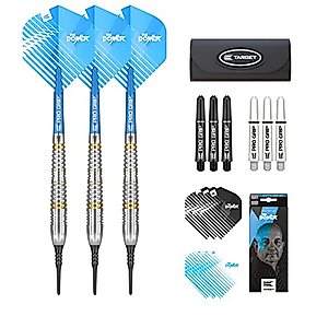 Target Darts Phil Taylor 18G Soft Tip Darts Set - Accessories Gift Pack, Black, White and Blue