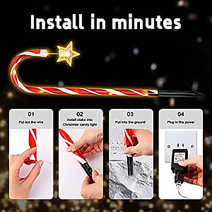 12 Pack Candy Cane Lights Pathway Outdoor 21''Christmas Candy Cane Lights Waterproof with 84 Warm LED Lights Landscape Path Lights for Xmas Yard Patio Garden Walkway Christmas Decorations