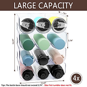 HOMECOR Water Bottle Organizer, Stackable Kitchen Home Pantry Organization and Storage Shelf, Plastic Holder Rack for Cabinet Fridge Flask Tumbler Travel Mug Cup 12-bottle