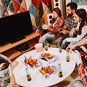 100 Pcs Movie Night Party Supplies Carnival 2 lb 50 Movie Paper Food Tray Party Bowl with 50 Waxed Deli Paper for Movie Decorations Movie Serving Tray Snack Popcorn Holder Assembled(Movie Style)