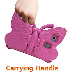 Tading Universal Kids Case for Sunshine T1 Tablet/Sunshine T1 Elite Tablet Case, Shockproof Light Weight Protective Stand Cover for Cloud Mobile Sunshine T1 Tablet 8 inch, Cute Butterfly - Magenta
