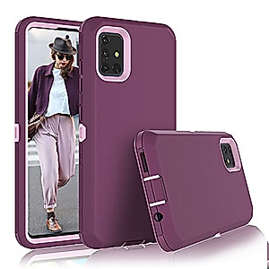 Tiflook for Galaxy A51 Case 4G (Not Fit A51 5G Version), Shockproof Heavy Duty Armor Rugged Hard Plastic Rubber Bumper 2-Layer Hybrid Protective Cover Case for Samsung Galaxy A51, Pinkish Purple