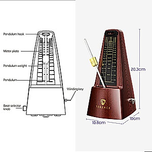 Mechanical Metronomes for Piano Guitar Violin Bass Drum and Other Musical Instruments Loud Sound and High Precision Track Beat and Tempo for Beginners (Wood Grain)