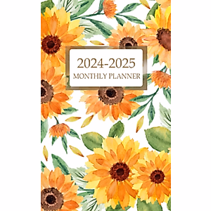 2024-2025 Monthly Planner: 2 Years Pocket Size for Women from JANUARY to DECEMBER 24 Months Personalized Plan & Organizer Schedule, Small Appointment Notebook | Watercolor Sunflowers