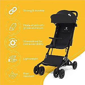 ShaHa Lightweight Stroller – Baby Travel Stroller for Toddlers – Foldable Compact Stroller for Travel, Airplane Stroller has Swivel Front Wheels, 1-Step Brake, Sun Canopy and Reclining Backrest