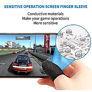 Finger Sleeves for Gamers [10Pack]– 100% Coverage of Silver Fiber – Smooth Touch, Thin Anti-Sweat Breathable Material for Best Gaming Performance – for Mobile Games, Tablets
