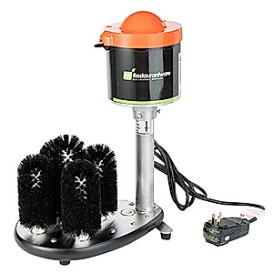 Restaurantware Clean Tek Professional 5-Brush Electric Glass Washer 1 Heavy-Duty Bar Washer - Upright For Bar Or Kitchen Stainless Steel Automatic Glass Washer 115V 1.3 HP NEMA 5-15P Plug