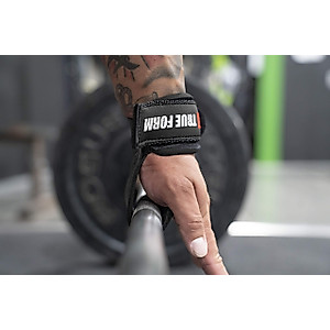True Form Grips- (Black, Medium) Weightlifting Workout Gear Alternative Power Lifting Hook Deadlift Glove Padded Wrist Wrap Support Dumbell Bodybuilding Weight Crossfit Pull Up Slip Kettlebell