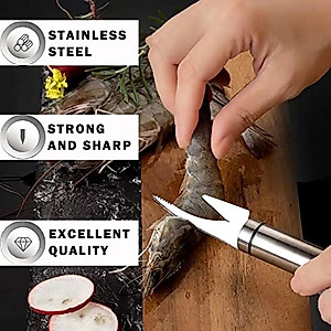 (6PCS) 5 in 1 Multifunctional Shrimp Line Fish Maw Knife, Stainless Steel Shrimp Peeler and deveiner tool, fish scaler remover, double-headed Multipurpose Shrimp Cleaner Knife for Home Kitchen