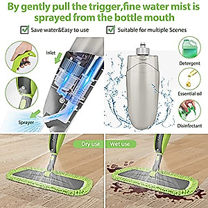 Spray Mop for Floor Cleaning Microfiber Mop Wet Dust Mop with 6 Reusable Washable Microfiber Pads and 610ML Refillable Bottle Dry Wet Kitchen Mop for Hardwood Laminate Tile Floor Cleaner Household