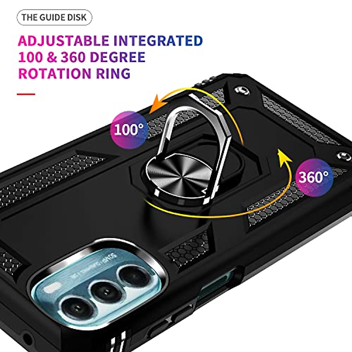 Dzxouui for Moto G 5G 2022 Case with Glass Screen Protector, Military Grade Shockproof Cover Full Body Protection Hard Phone Cases Built-in Magnetic Kickstand for Motorola G 5G 2022 - Black