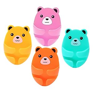 Mikikit 4pcs Power Outlet Hook Plug Wire Holder Self-Adhesive Socket Holder Adhesive Wall Hooks Cartoon Hook Adhesive Plug Holder Multifunctional Cartoon Organizer Plastic No Trace