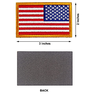 Tactical Patches of USA US American Flag Reverse, with Hook and Loop for Backpacks Caps Hats Jackets Pants, Military Army Uniform Emblems, Size 3x2 Inches