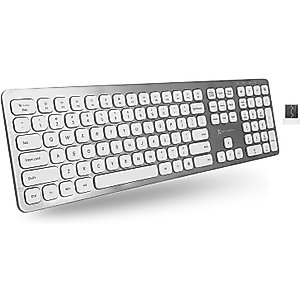 X9 Ultra Slim Wireless Keyboard for Laptop or Desktop PC - 2.4G Full Size Keyboard Wireless for Windows PC - Rechargeable Computer Keyboard with Numeric Keypad, USB Receiver, and 110 Keys