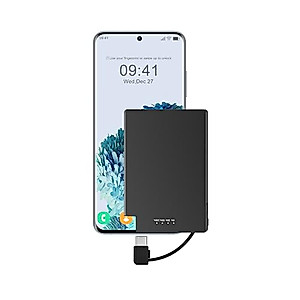 TNTOR Portable Charger with Built in USB-C Cable, 3500mAh Ultra Slim for Pocket Wallet Power Bank Compatible with Samsung Google Moto iPhone 15 Series and Other Android Phones