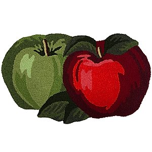 Apple Rug Fruit Shaped Mat Orchard Rug Red Hand Woven Carpet Bedroom Area Rug Non Slip Bathroom Rug Apple Orchard Home Decor Doormat Area Rugs Modern Area Rugs 17.7"x 31.49"