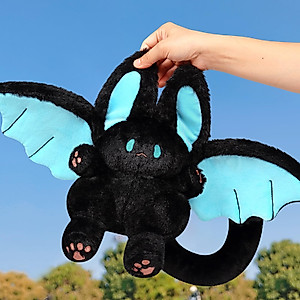 PEACH CAT Kawaii Bat Bunny Plush Pillow Cute Bat Rabbit Stuffed Animal for Kids Black 12"