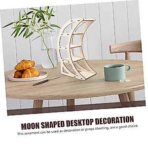 EXCEART 2pcs Moon Storage Rack Nail Polish Display Stand Floating Shelves Makeup Organizer Moon Ornament Jewelry Storage Small Cupcake Stand Accessory Tray Home Decor Wooden Shelf