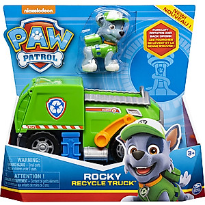 Paw Patrol, Rocky’s Recycle Truck Vehicle with Collectible Figure, for Kids Aged 3 and Up