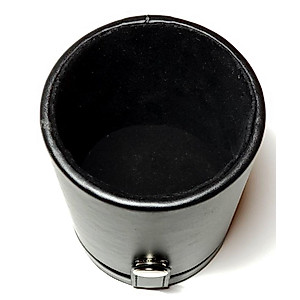 Black Leatherette Deluxe Dice Cup with Storage Compartment for Included Poker Dice Set with Clubs Ace Design