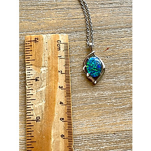 Australian Triplet Opal Necklace - 14x10mm Fire Opal - Genuine Triplets Opal Necklace Pendant in Sterling Silver 18K Gold Plated Women's Jewelry