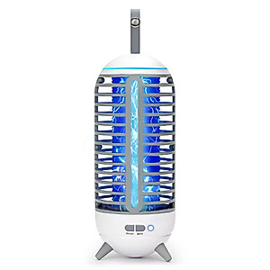 Bug Zapper, Mosquito Zapper Led Light 2 in 1 for Outdoor and Indoor, Wireless Electric Bug Zappers Battery Powered Rechargeable, Insect Fly Traps Fly Zapper for Home Backyard Camping Patio, White