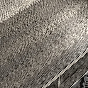 QNICE LED Lights Bar Table with Shelves/Modern Kitchen Counter Height Dining Table/Lounge or Dining Room Storage Pub Table/Dark Rustic Oak/Easy Assembly