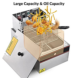 WeChef Electric Deep Fryer with Basket 2500W 12.7 Qt Countertop Stainless Steel Frying Machine Commercial Home Chicken Funnel Cake Bar
