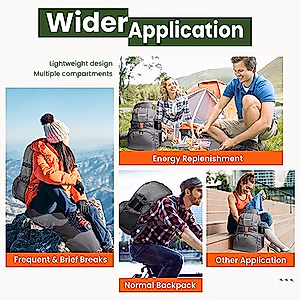 Yeendibo 33L Hiking Backpack with Portable-Rest Station for Camping/Travel/Outdoors, Versatile & Lightweight Foldable Daypack for Men/Women (Grey, Non-waterproof)