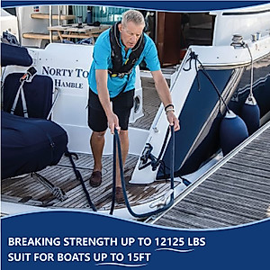 MALZE-NEWSEED 4 Pack 5/8" x 15' Dock Lines Double Braided Nylon Boat Rope with 15" Eyelets, Marine Grade Premium Mooring Lines for Docking Boat & Pontoon, Navy Blue