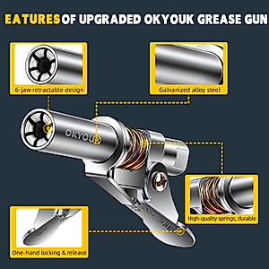OKYOUK World's Smallest Grease Gun Coupler (Only 0.53 ") with Cleaning Tool, High Pressure Quick Release Grease Tips,Fit All 1/8" NPT Manual/Electric Grease Gun, for Greasing Locks onto Zerk Fittings