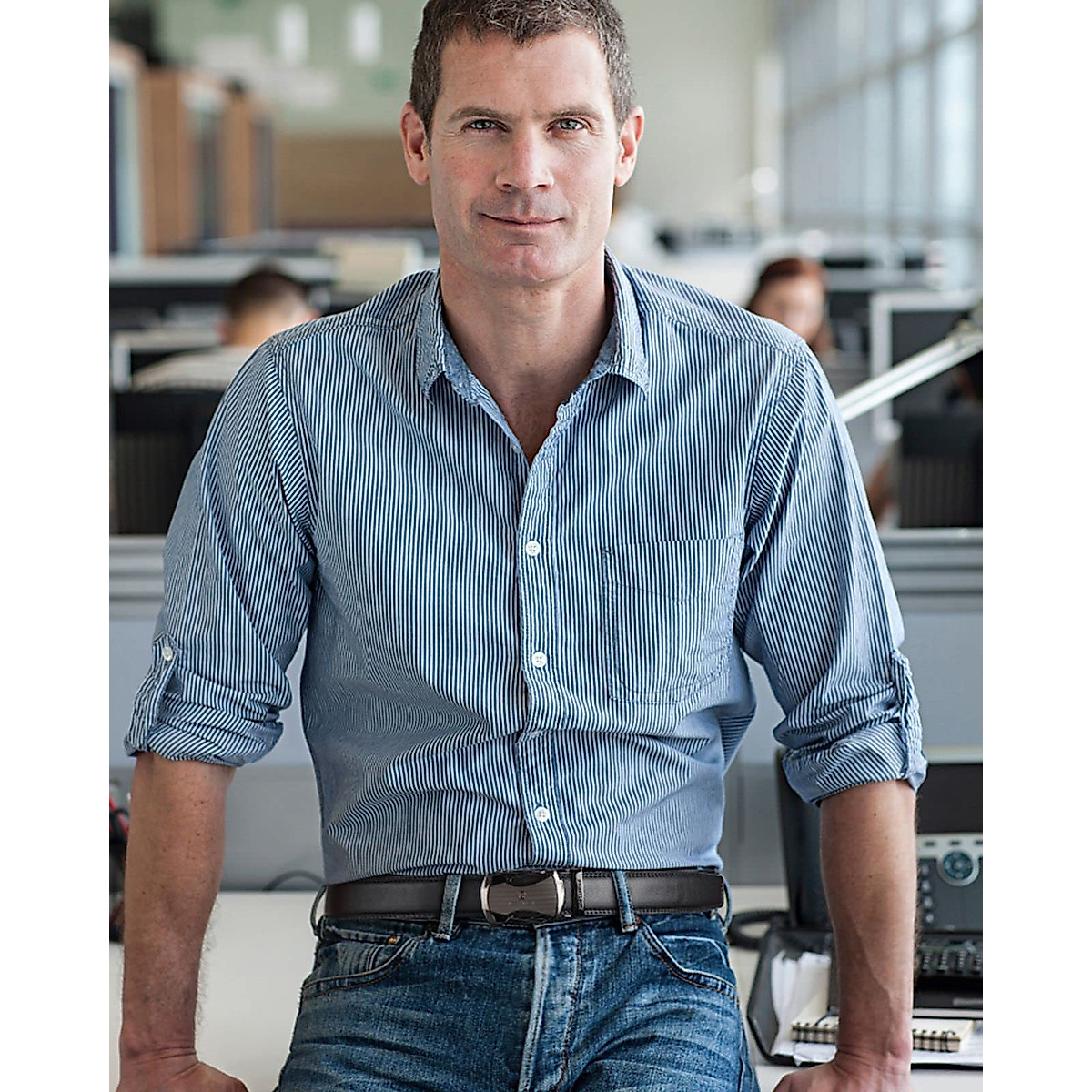 BOSTANTEN Mens Belt Leather Ratchet Dress Belt ＆ Mens Leather Backpack 15.6 inch Computer Backpack