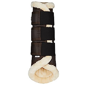HORZE Brushing Boots with Faux Fur - Brown - L