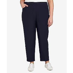Alfred Dunner womens Petite Classic Allure Fit Proportioned With Elastic Comfort Waistband Casual Pants, Navy, 14 Petite US