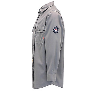 BOCOMAL FR 6.25oz Lightweight Summer Welding Shirt - Flame Resistant, Relaxed Fit, Cotton, Long Sleeve, Button Down Collar, Light Gray